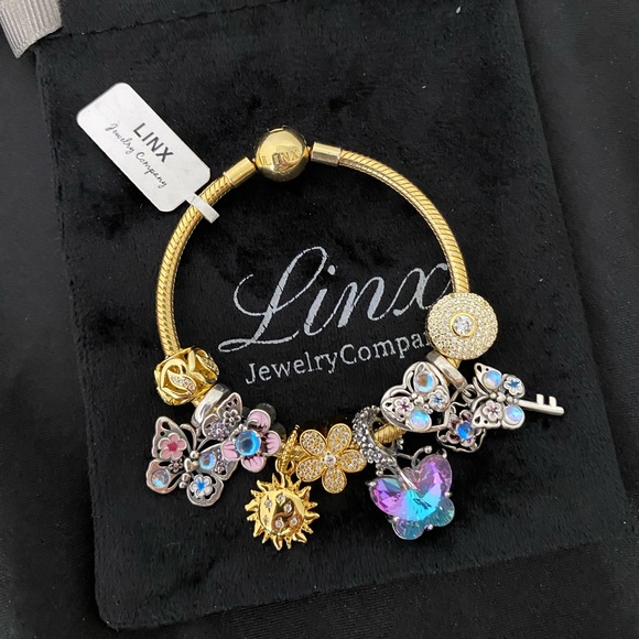 Linx | Jewelry | Linx Yellow Gold Bracelet With Gold Pink Blue And ...